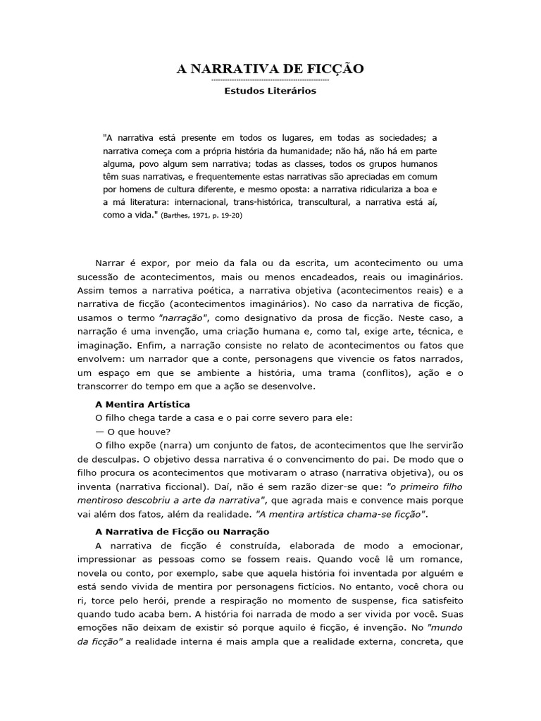 A Narrativa de Ficção | PDF | Narrativa