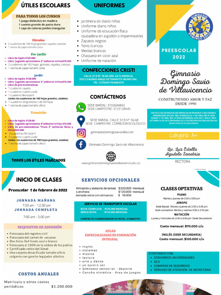 Folleto 2022 Preescolar | PDF