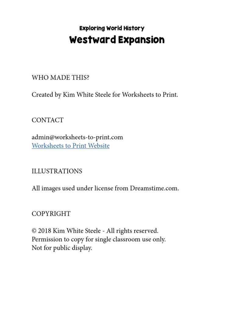 Westward Expansion History Worksheet | PDF | American Frontier | Cowboys