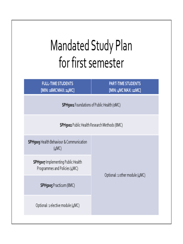 MPH Study Plans | PDF | Self-Improvement
