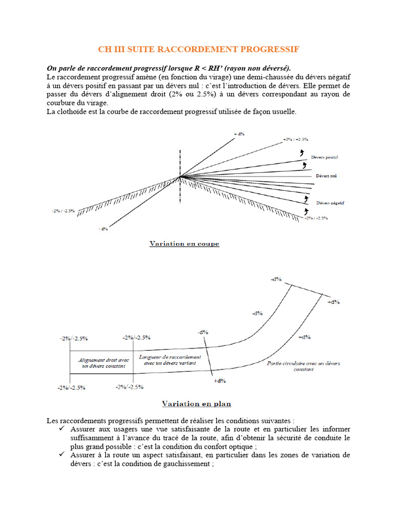 Raccordement Progressif et Dévers Routier | PDF