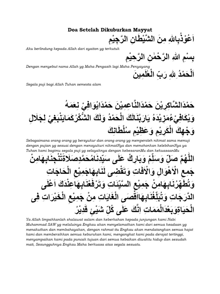 Doa Setelah Dikuburkan Mayyat | PDF