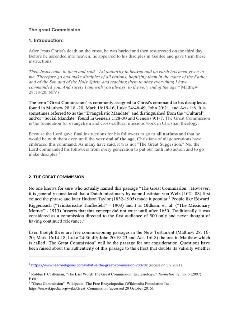 Understanding the Great Commission | PDF | Jesus | Disciple (Christianity)