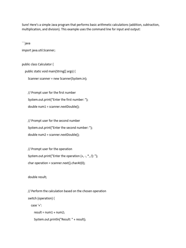 Java Calculator Program | PDF | Computers Java Calculator Program | PDF | Computers