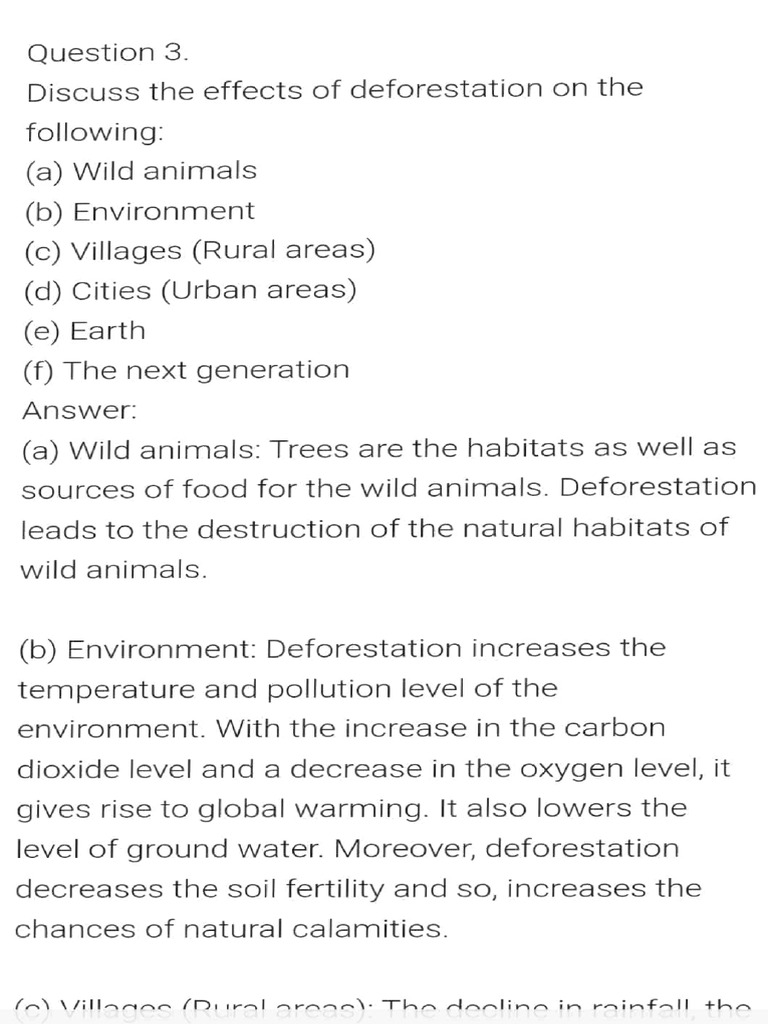 Chapter 5 Questions Answers (Science) | PDF | Soil | Deforestation