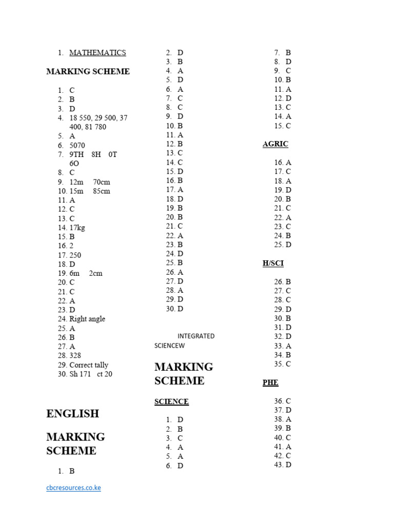 MARKING SCHEMES Term 1 Holiday Assignment | PDF