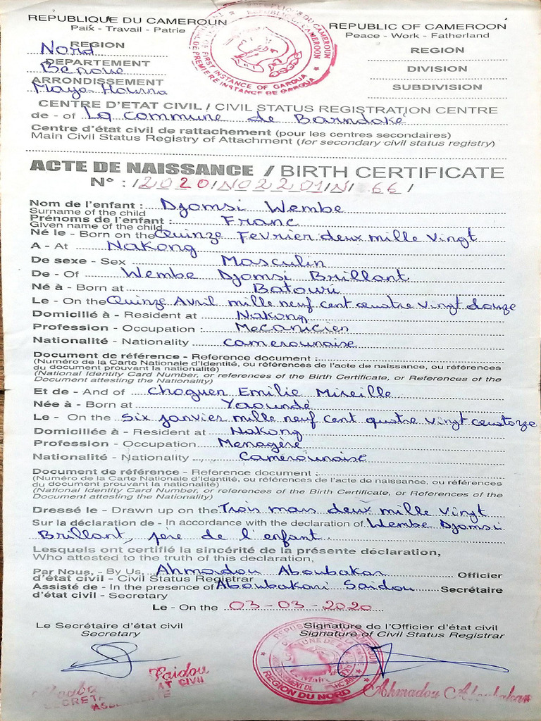 Scan Acte de Naissance Frank-1 | PDF