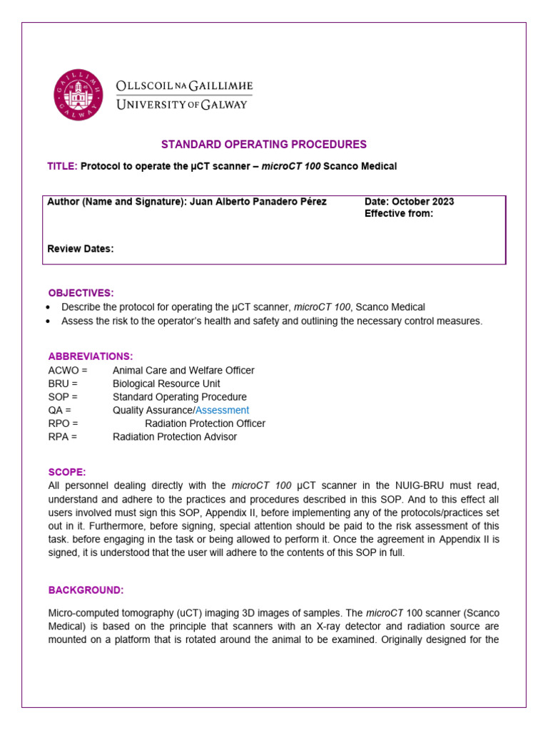 SOP Scanco MicroCT 100 | PDF | Computing