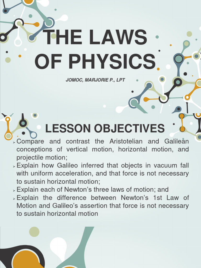 The Laws of Physics: Jomoc, Marjorie P., LPT | PDF | Speed | Velocity