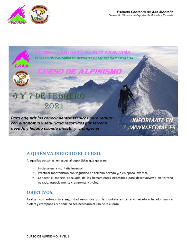Curso de Alpinismo Nivel 1 en Cantabria | PDF | Alpinismo | Montañas