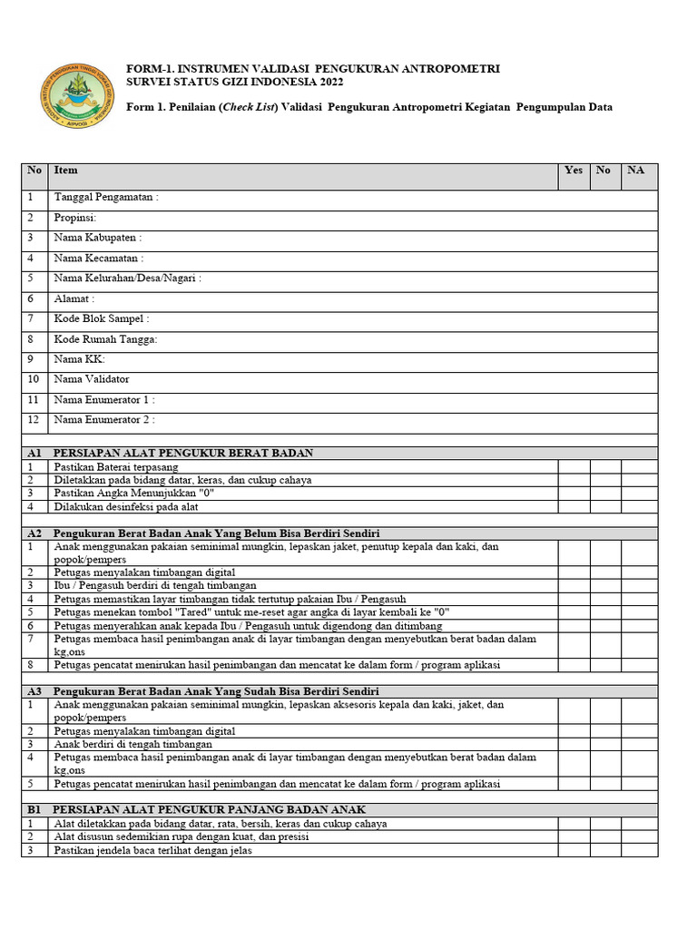 Form 1. Antropometri | PDF | Kesehatan Holistik
