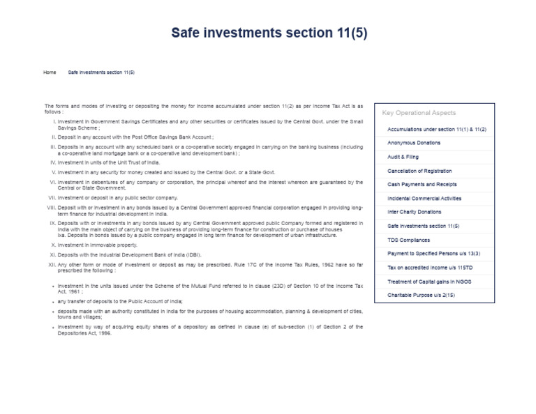 Safe Investments Section 11 | PDF | Investing | Banks