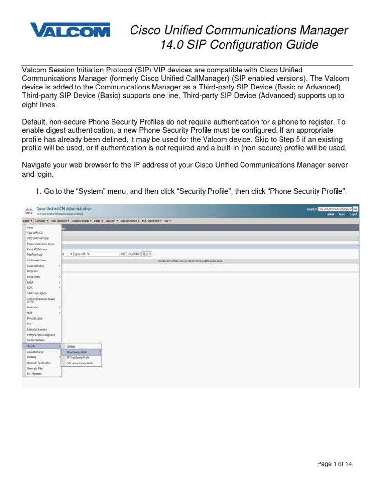 Cisco Ucm 14.0 Sip Configuration Guide | PDF | Session Initiation Protocol | Port (Computer ...