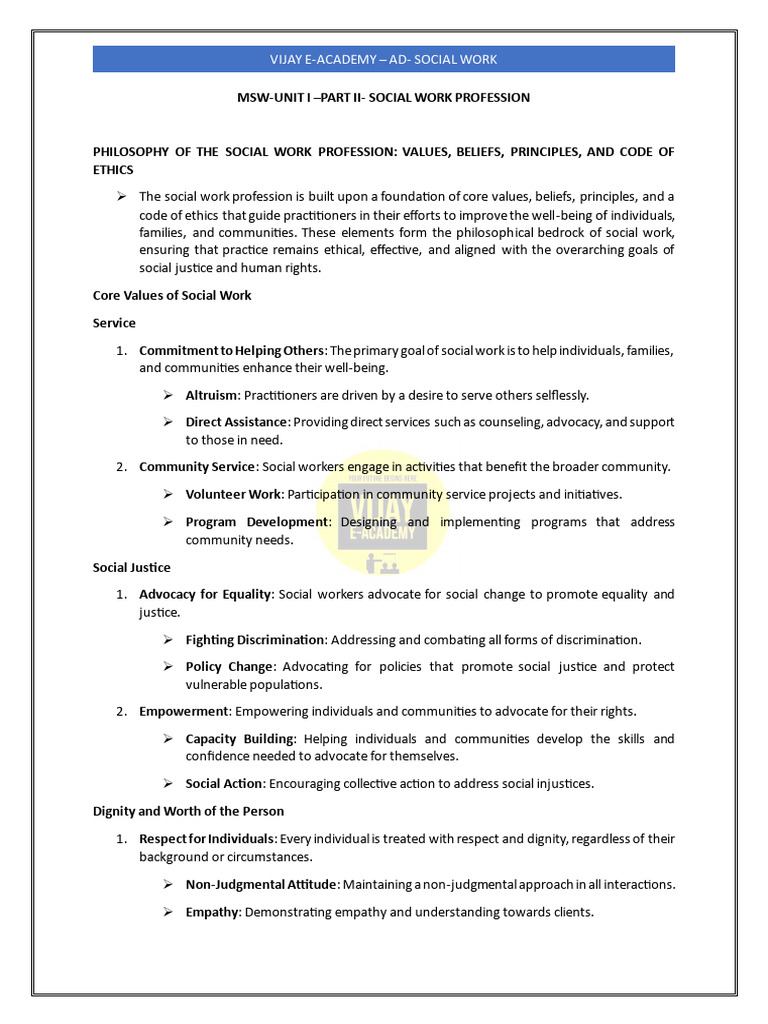 Msw-Unit I - Part Ii - Social Work Profession | PDF | Social Work ...