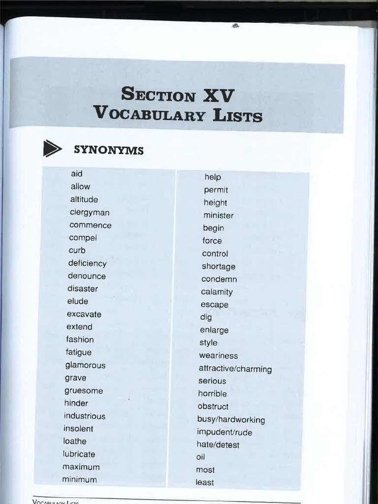 Section 15 Vocabulary List | PDF