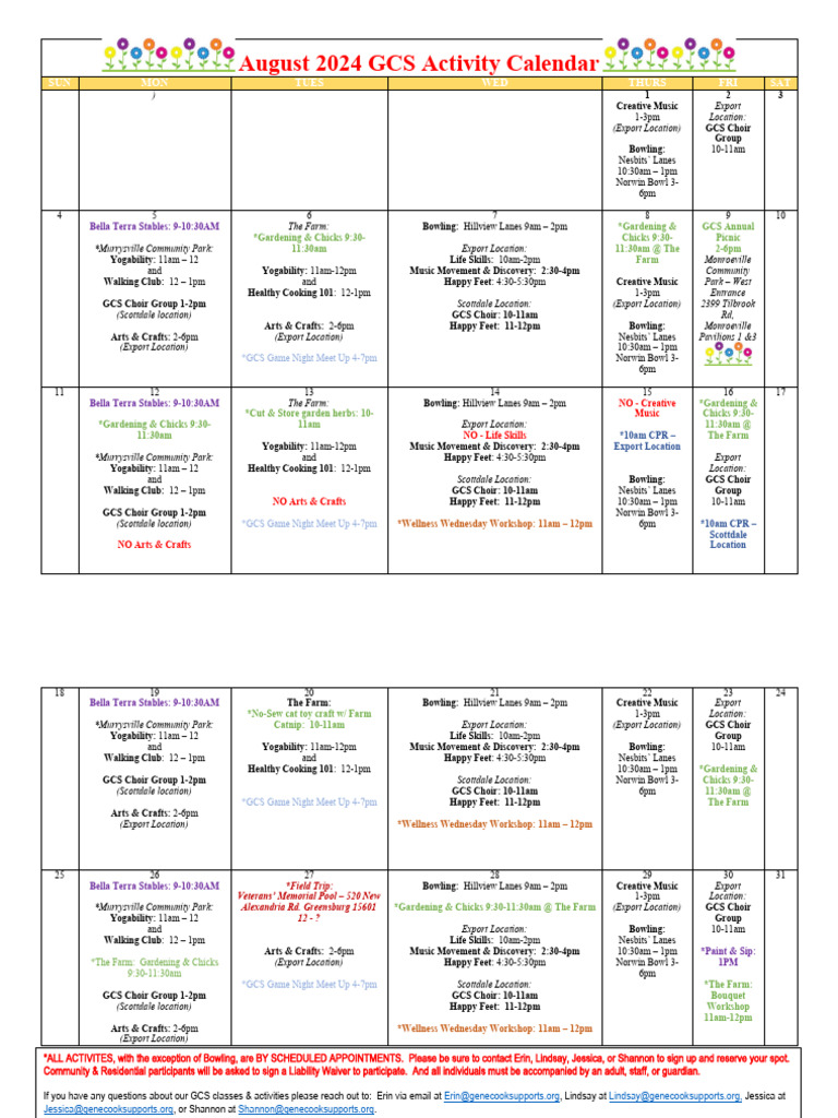 August 2024 GCS Activity Calendar-2 | PDF