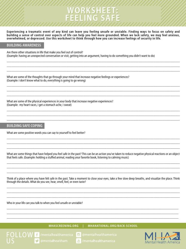 Worksheet - Feeling Safe | PDF | Feeling | Experience