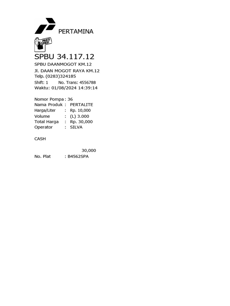 PDF Struk Bensin Editan | PDF