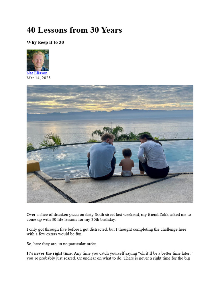 40 Lessons From 30 Years | PDF | Feeling