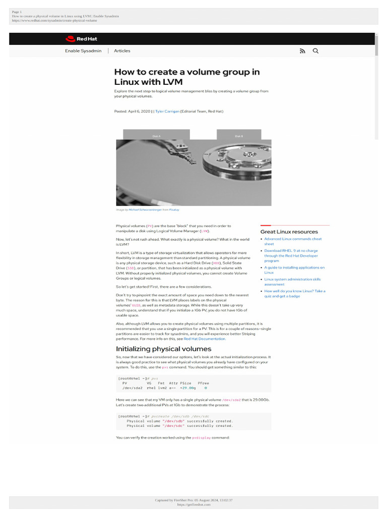 Create Physical Volumes with LVM | PDF | Information Technology ...