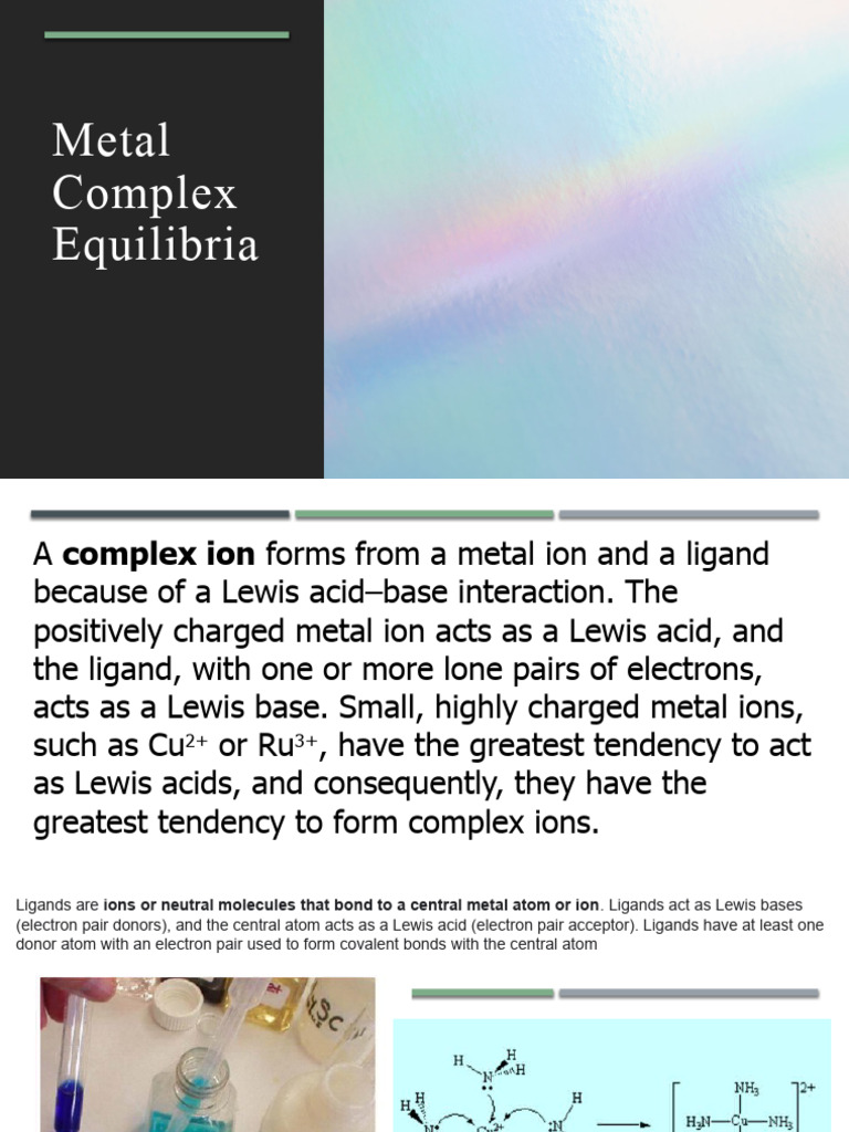 Metal Complex Equilibria 23 24 | PDF | Coordination Complex | Ion