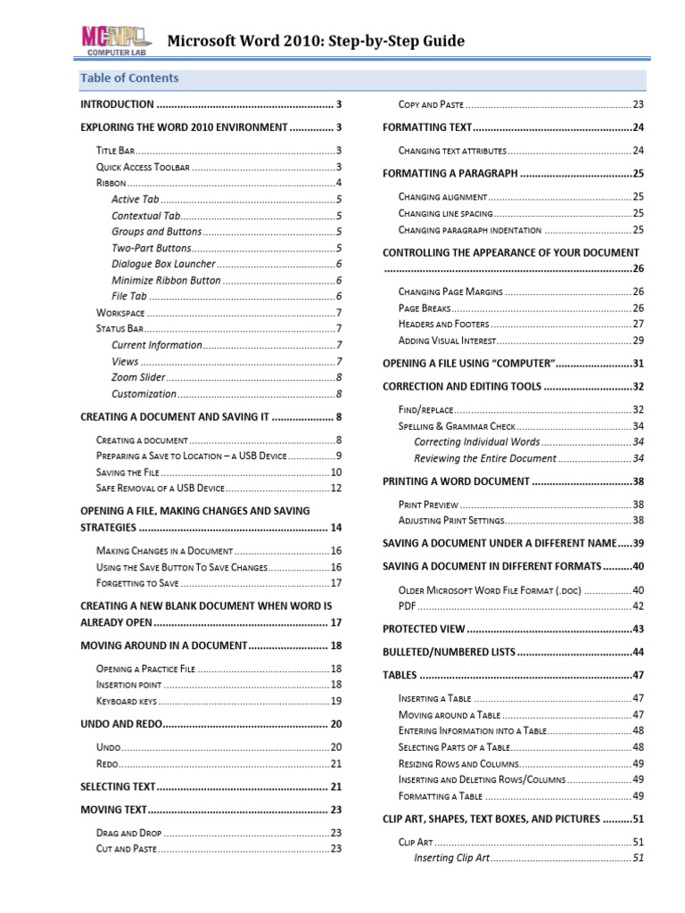Word 2010 Step-By-Step Guide | PDF | Microsoft Word | Window (Computing)