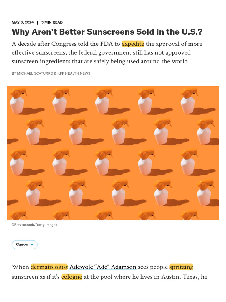 What Are The Best Sunscreens, and Why Aren't They | PDF | Sunscreen