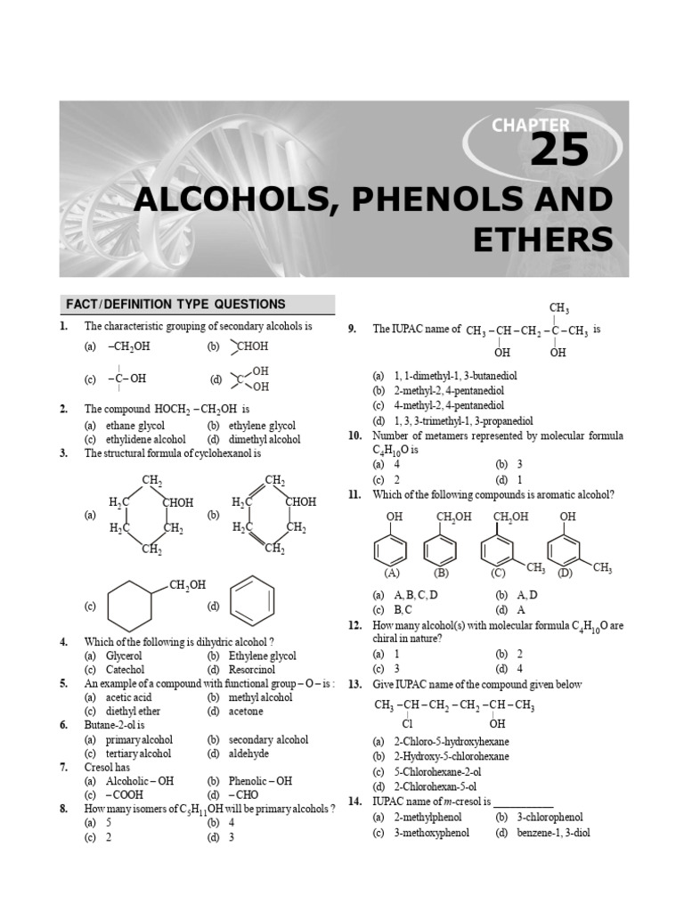 NCERT Objective - Alc, Phe and Ether | PDF | Ether | Ethanol