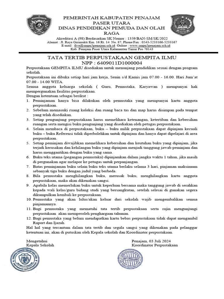 Tatib Perpus Fix | PDF