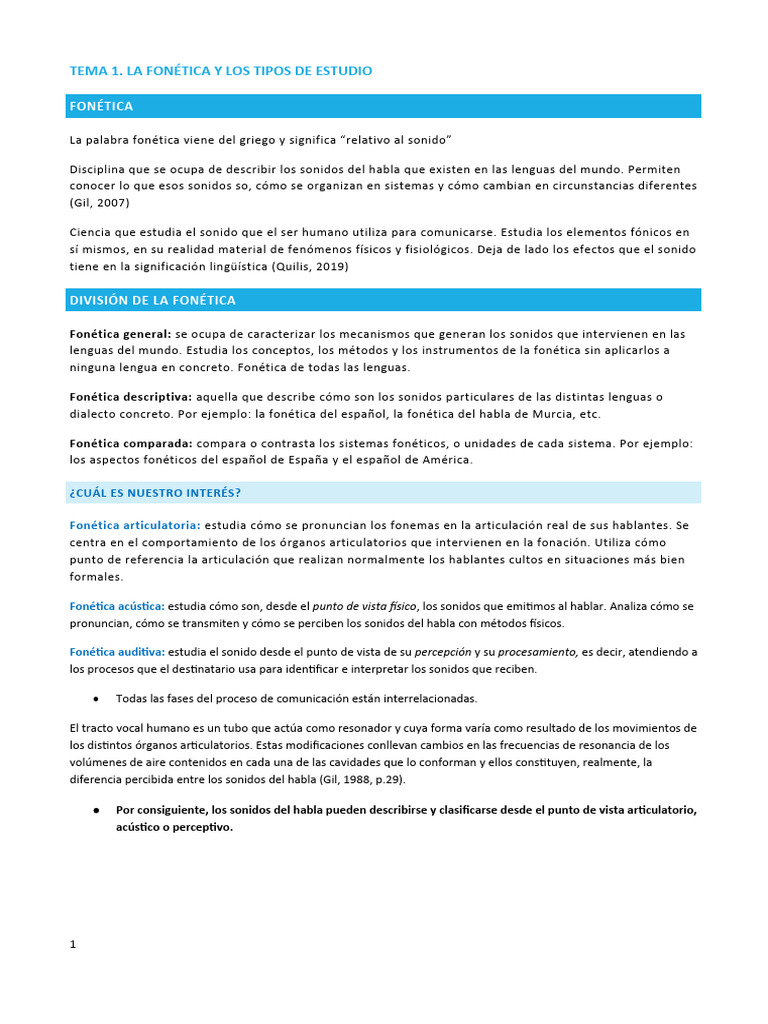 Tipos de Fonética y Estudio de Sonidos | PDF | Sonido | Fonética