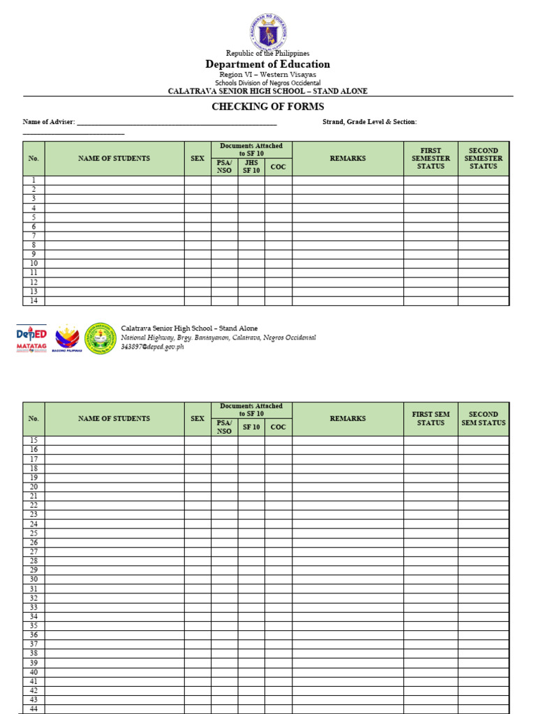 Checking of Forms Template | PDF