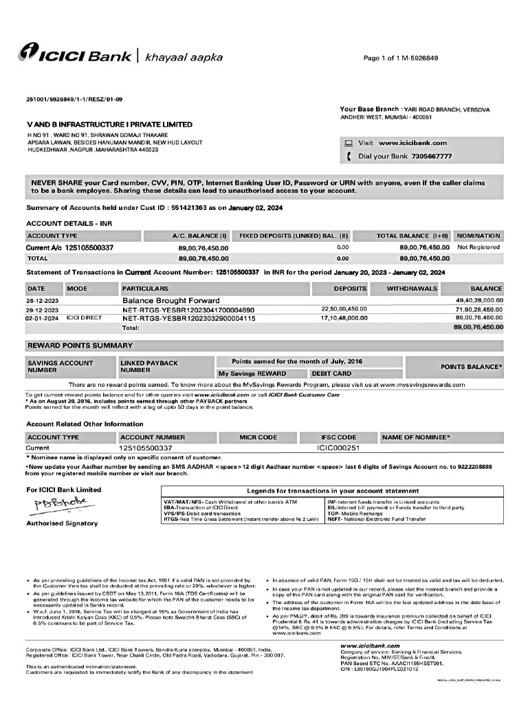 Icici Bank Statement | PDF