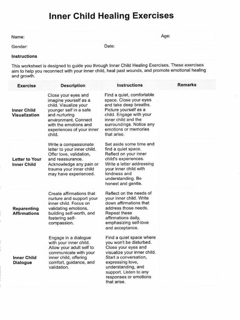 Inner Child Healing Exercises | PDF