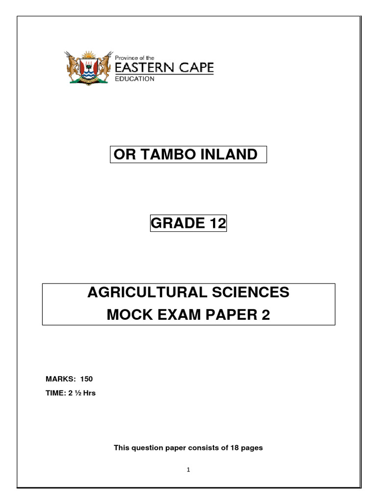 Grade 12 Agricultural Sciences Mock Exam | PDF | Genotype | Genetics