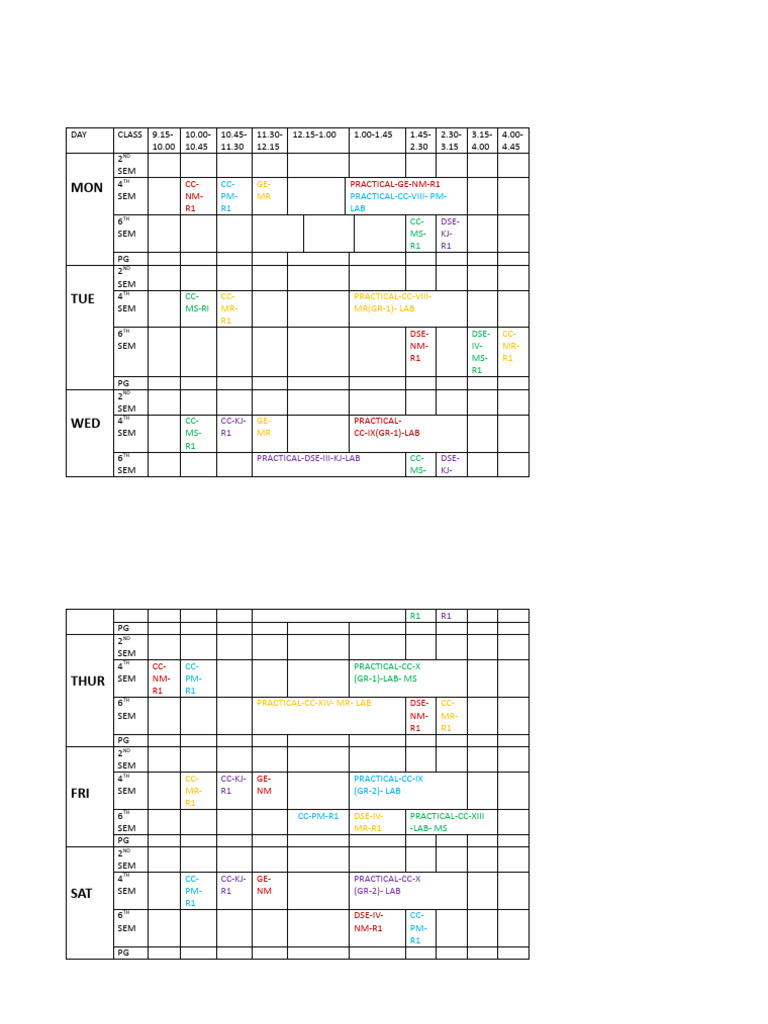 TIME TABLE-1 | PDF