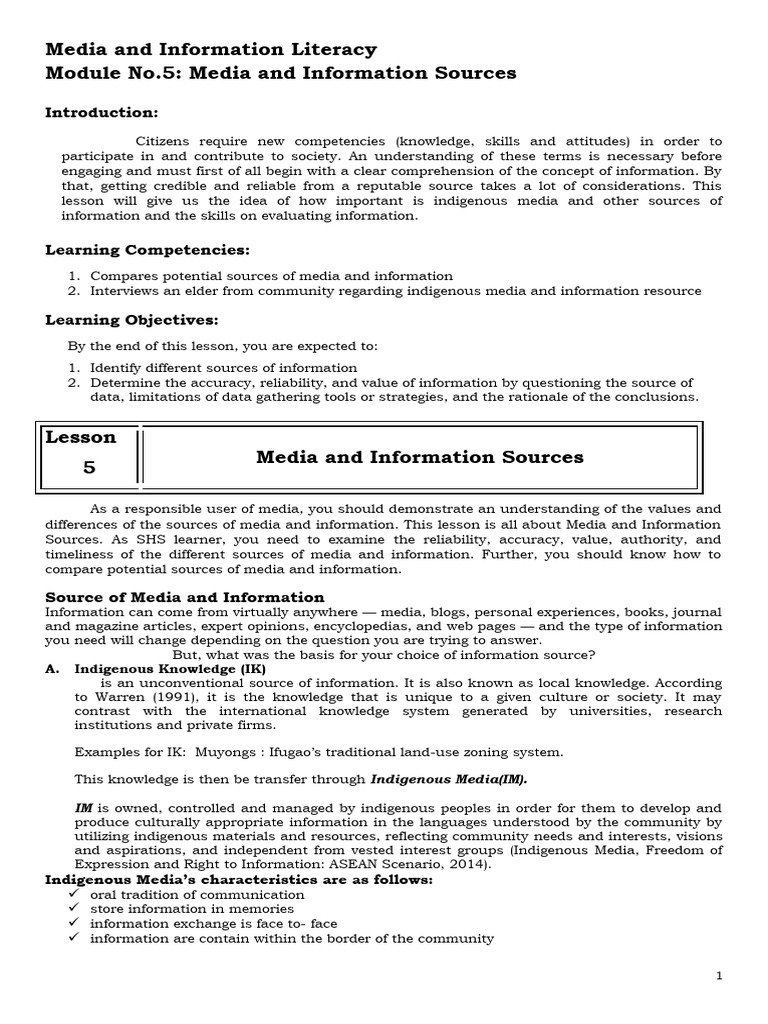 MIL-media-and-information-sources | PDF | Internet | Information