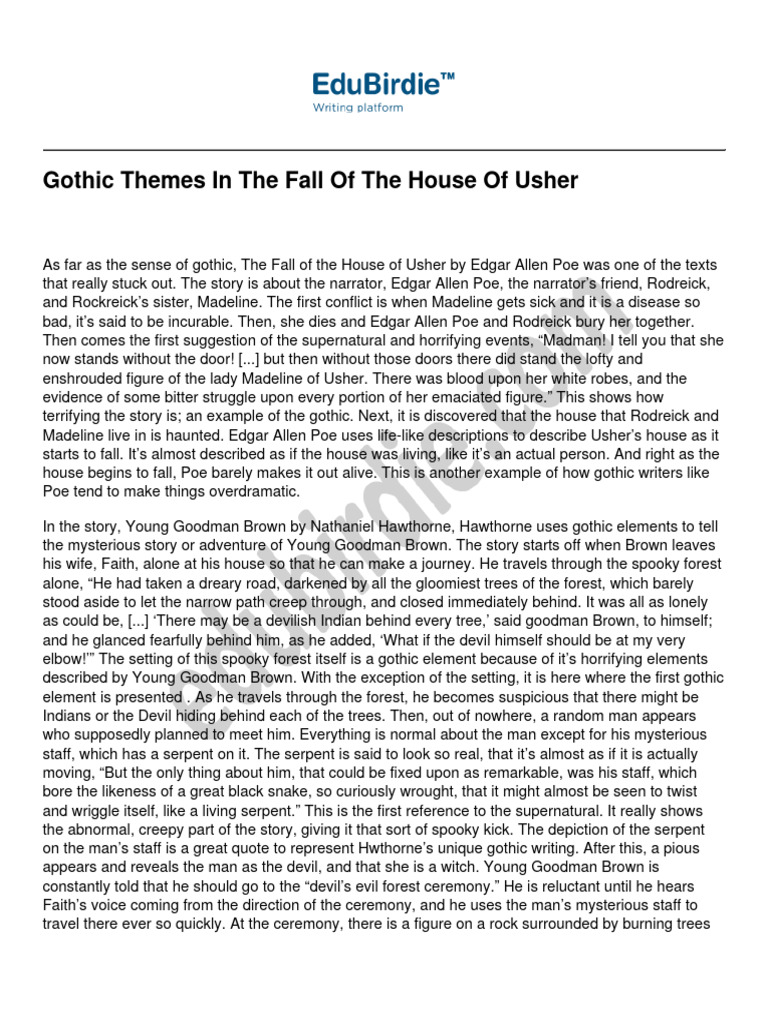 Gothic Themes in The Fall of The House of Usher | PDF | Mystery ...