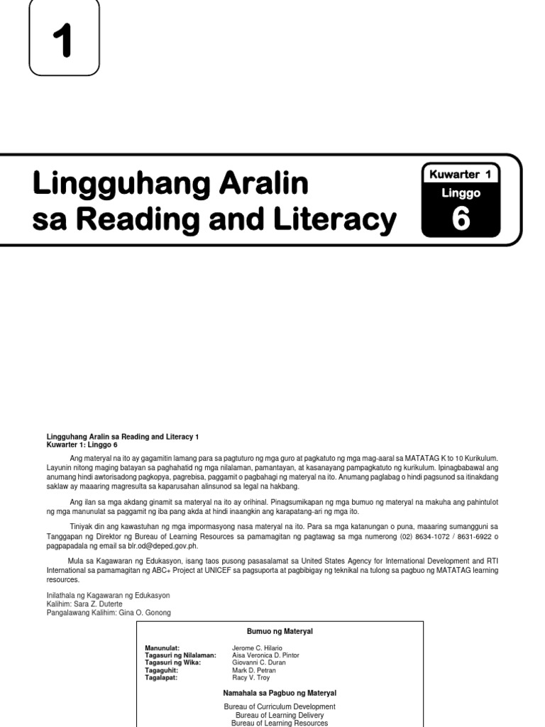 LE Reading and Literacy Week 6 | PDF | Word | Learning Methods
