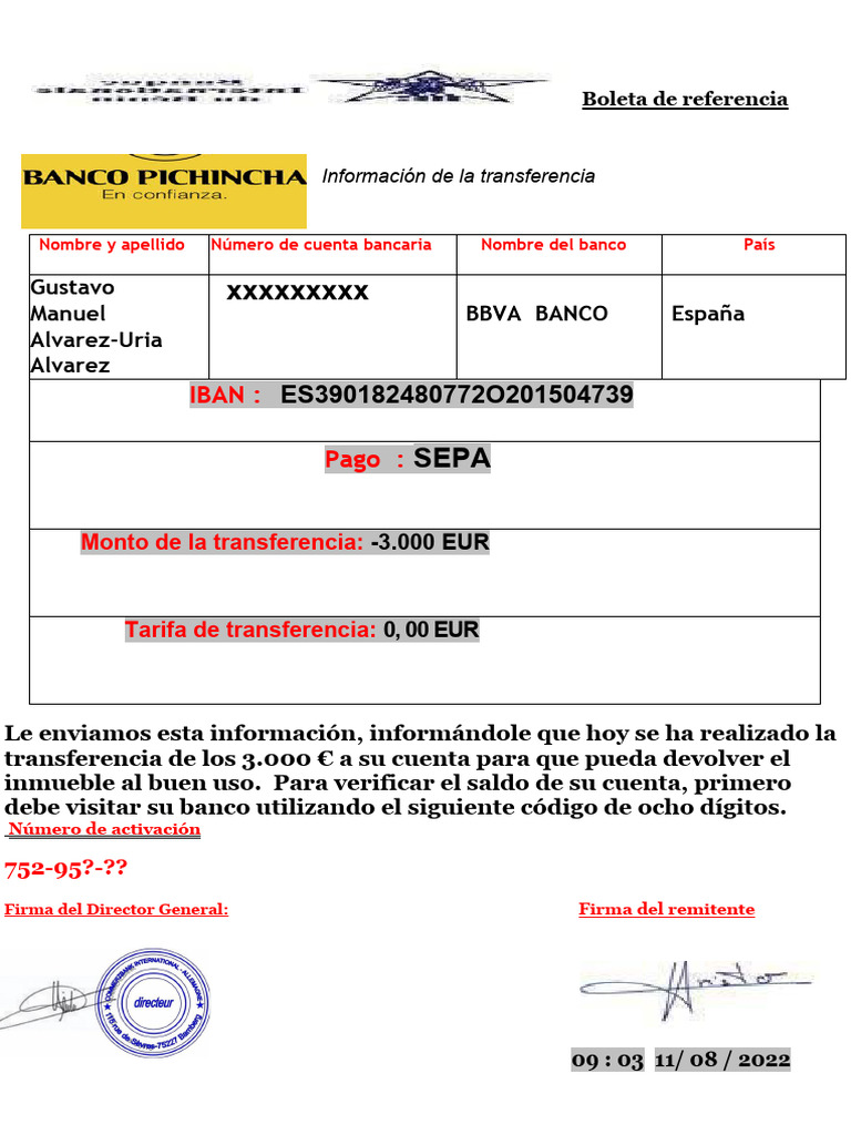 VIREMENT Pichincha | PDF