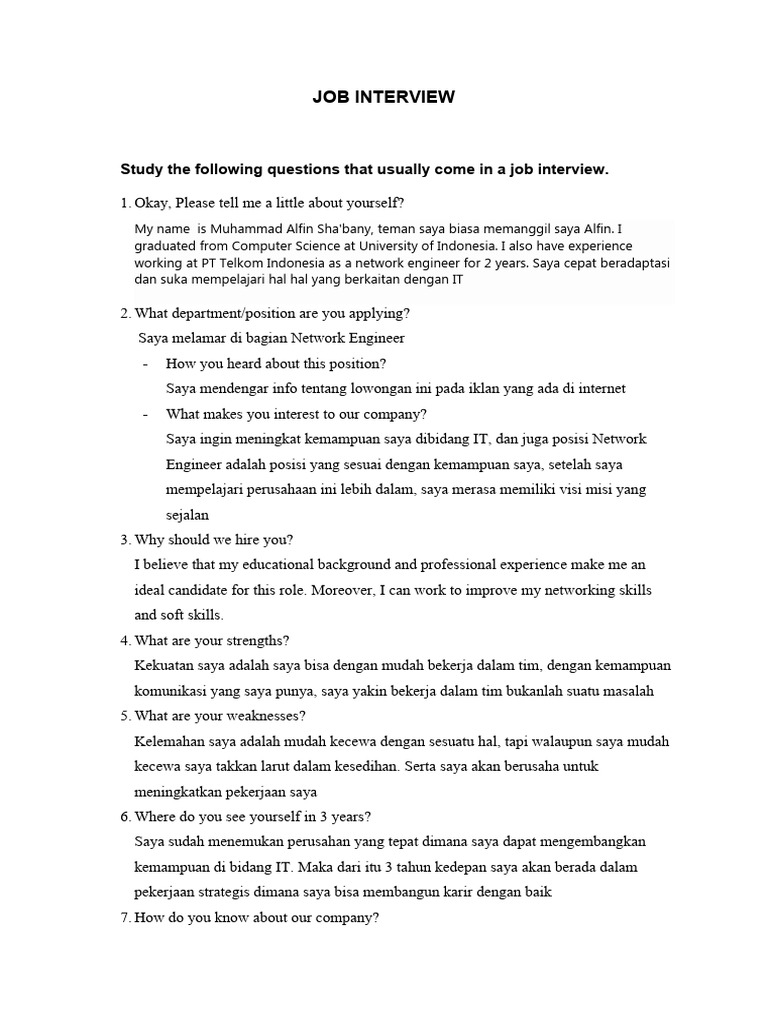 Job Interview Questions & Scoring | PDF