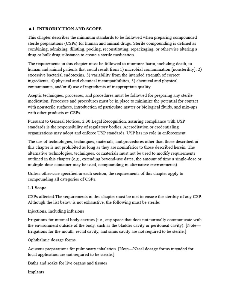 USP 797 Sterile Preparations | PDF | Wellness