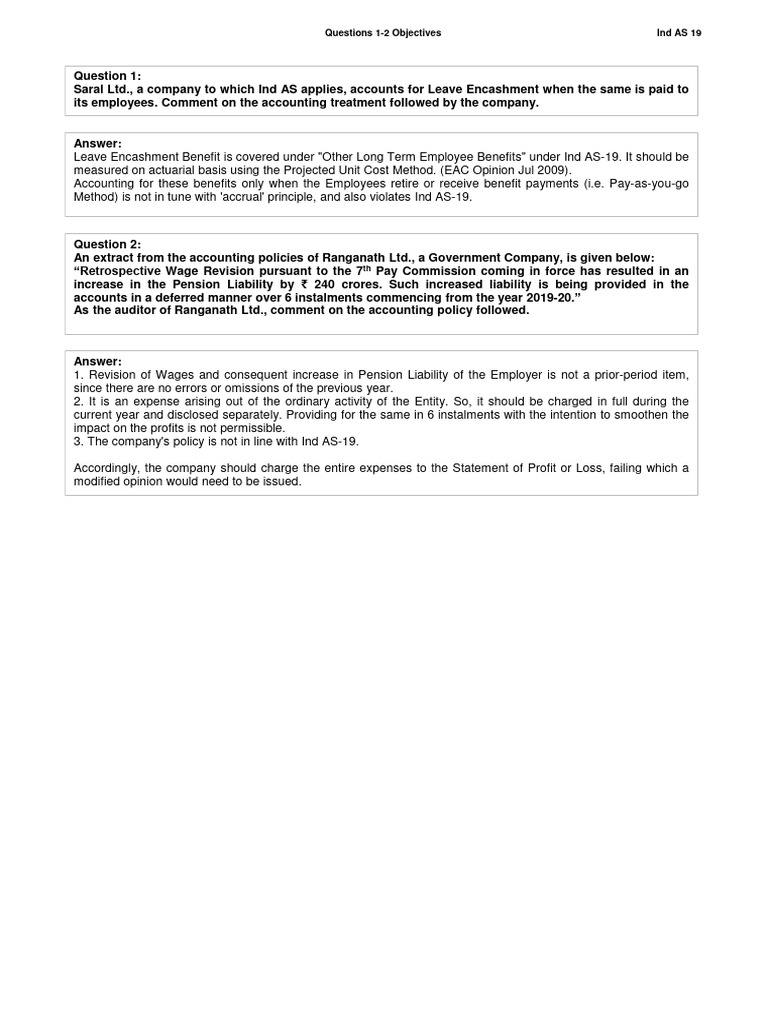 Ind AS 19 Employee Benefits Accounting Guide | PDF | Debits And Credits ...