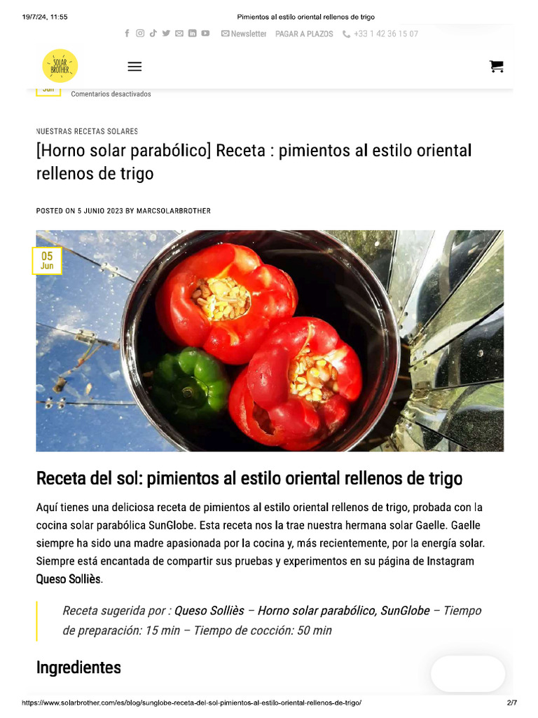 Receta PIMIENTOS ESTILO ORIENTAL RELLENOS TRIGO-parabólica | PDF