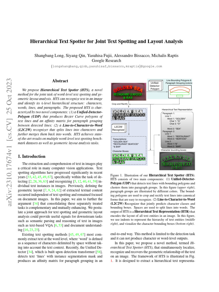 Hierarchical Text Spotter For Joint Text Spotting and Layout Analysis ...