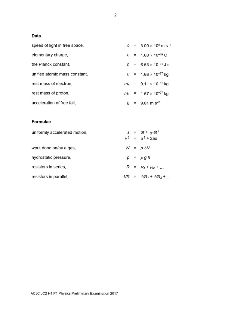 Physics 9702 Guess Paper by Examiner | PDF | Force | Electron