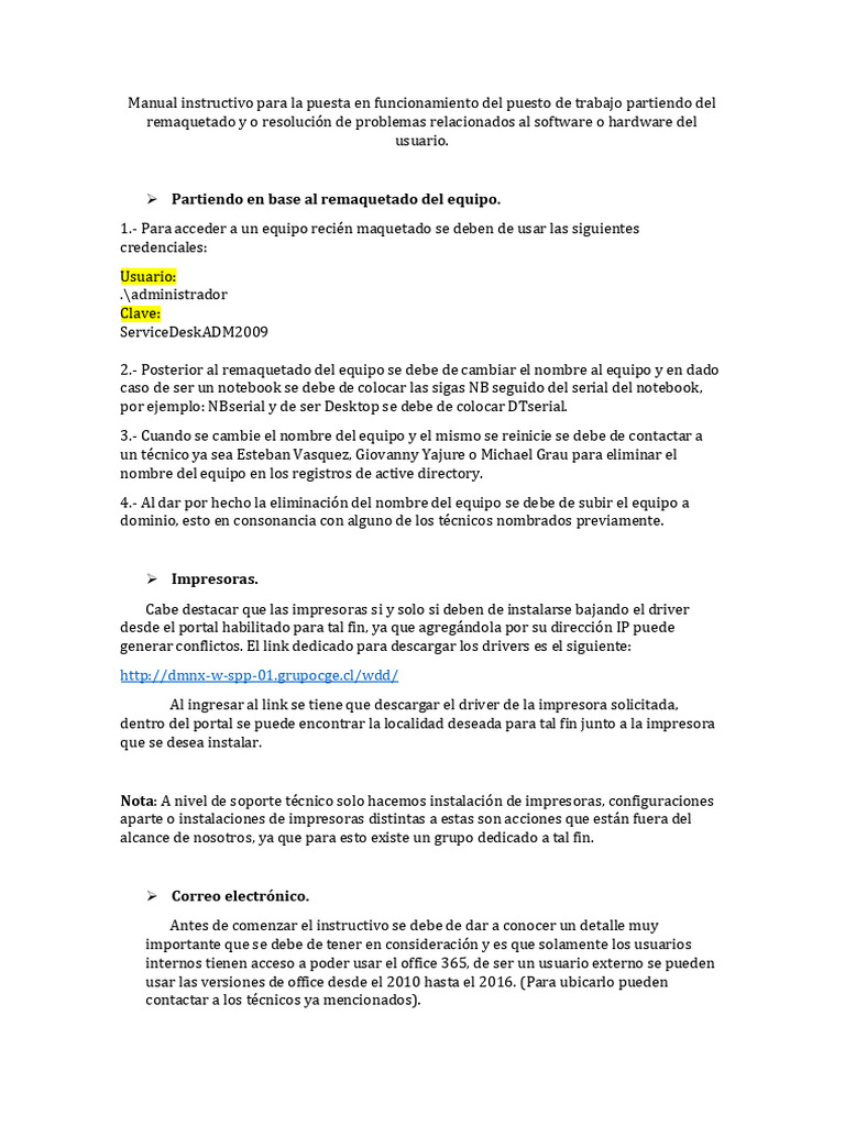 Manual Instructivo Tecnicos On Call | PDF | Archivo de computadora ...