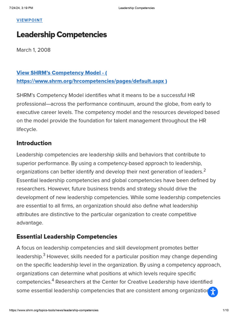 Leadership Competencies | PDF | Leadership | Transformational Leadership