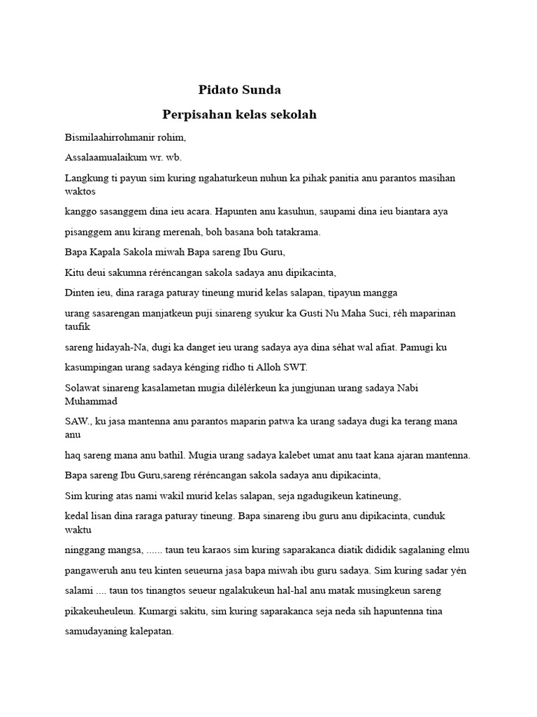 Pidato Sunda Perpisahan Kelas Sekolah | PDF