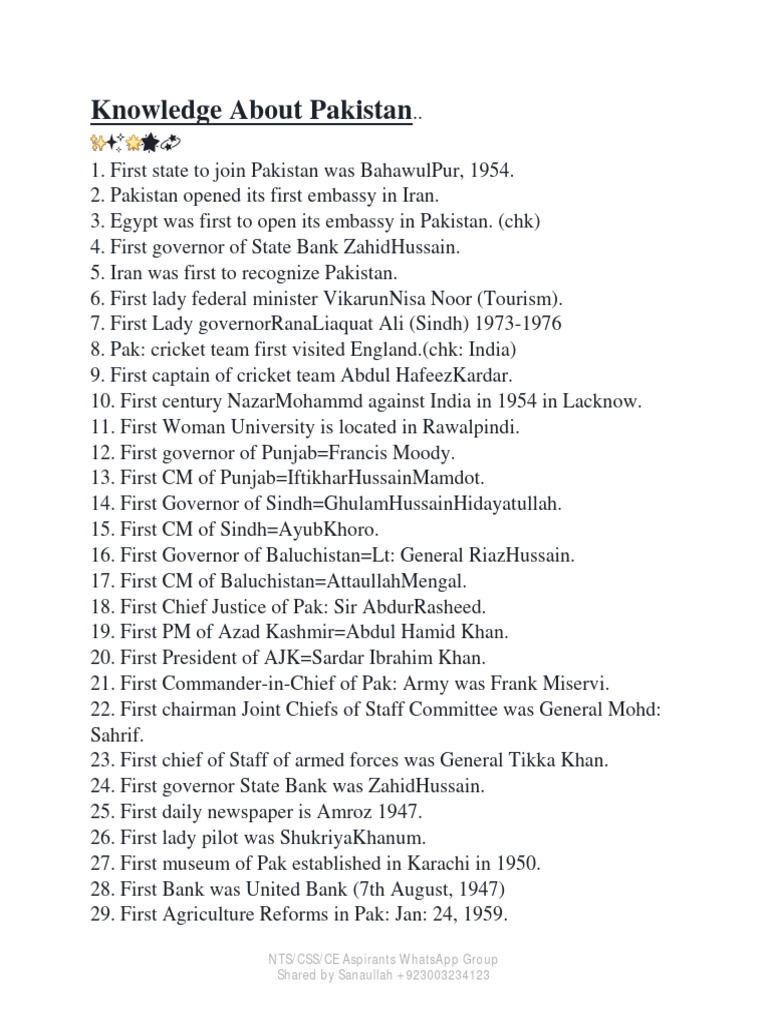 General Knowledge About Pakistan | PDF | Pakistan | Karachi