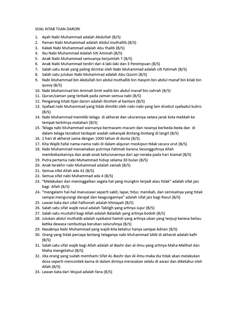 Soal Tijan Darori | PDF | Agama & Spiritualitas